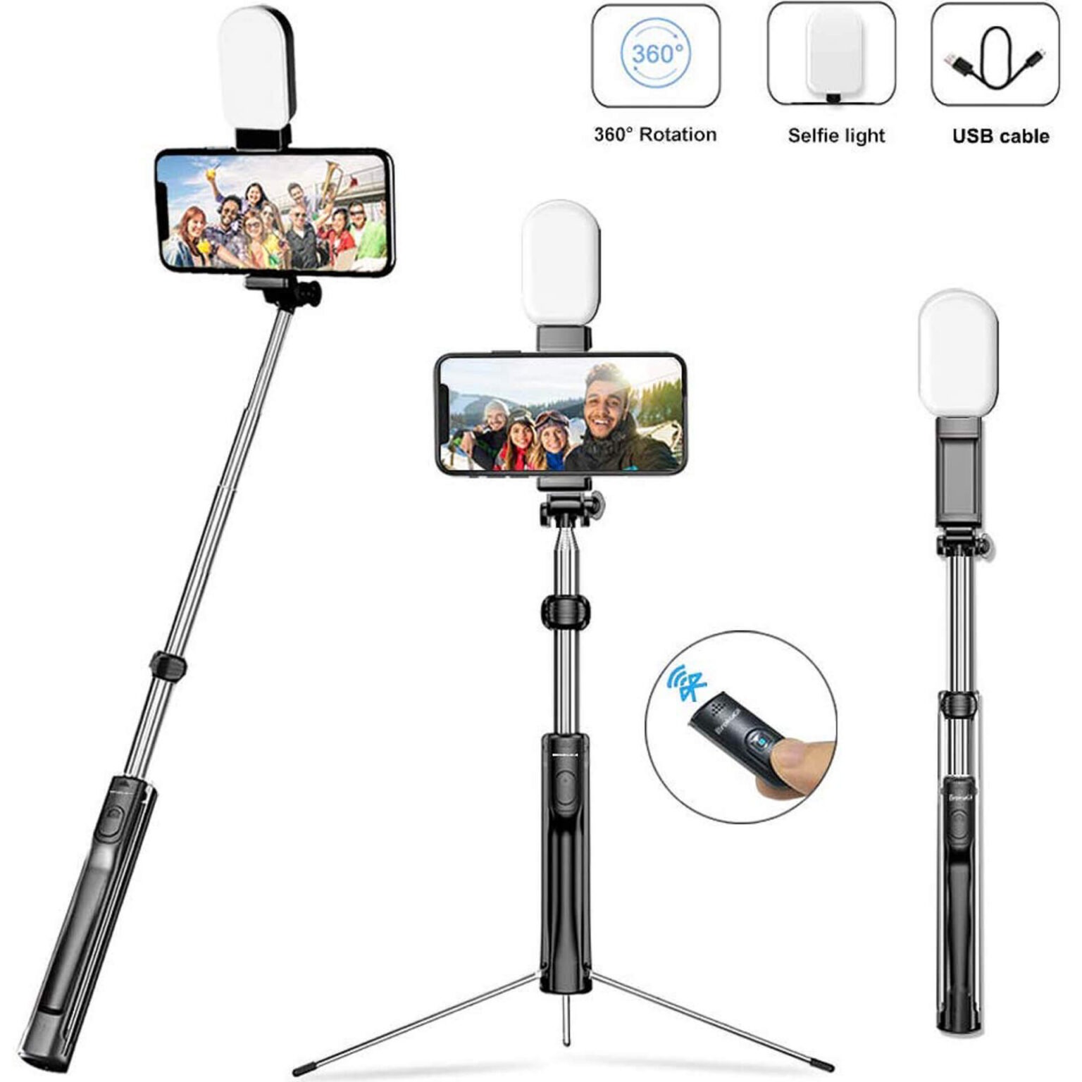 Wireless Selfie Stick & Tripod Stand (5 Feet) - Unique Accessories