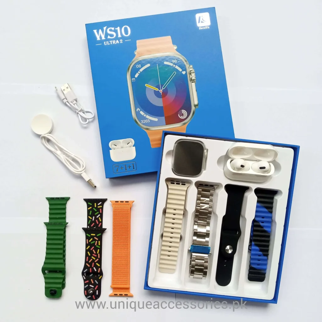 WS10 Ultra 2 Smart Watch with Airpods & 7 Straps - Unique Accessories
